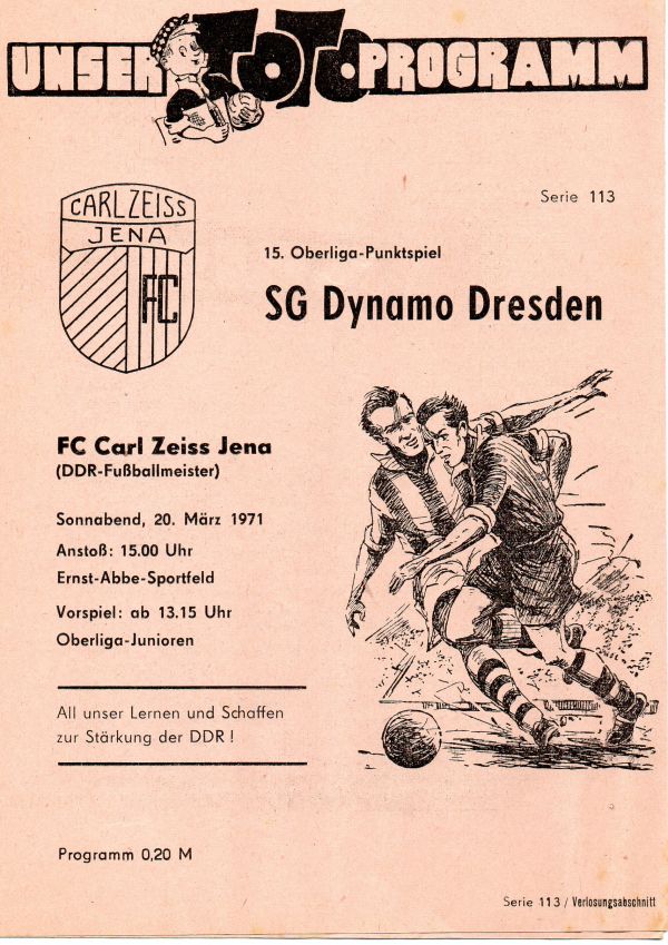 1970/1971 15. Spieltag: FC Carl Zeiss Jena - SG Dynamo Dresden 3:1 ...